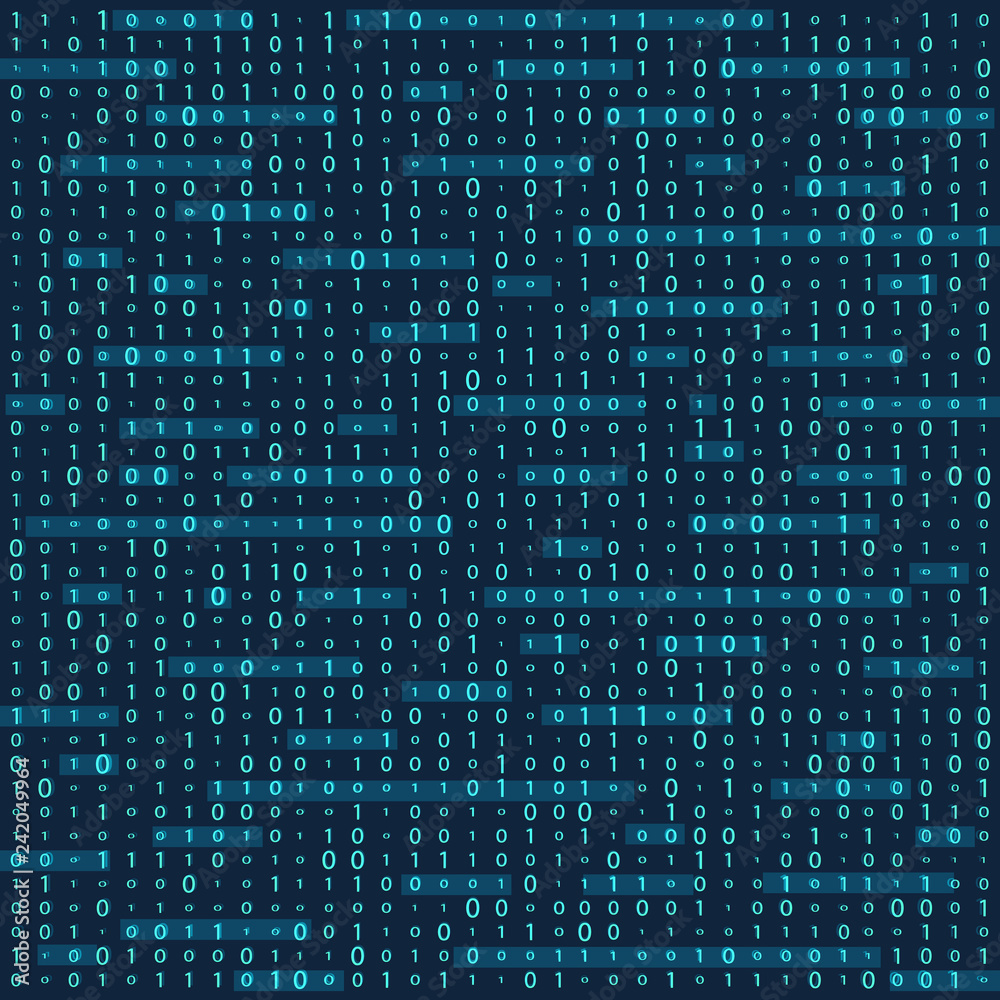 Binary Code Zero One Matrix White Background Banner Pattern Wallpaper Vector Illustration
