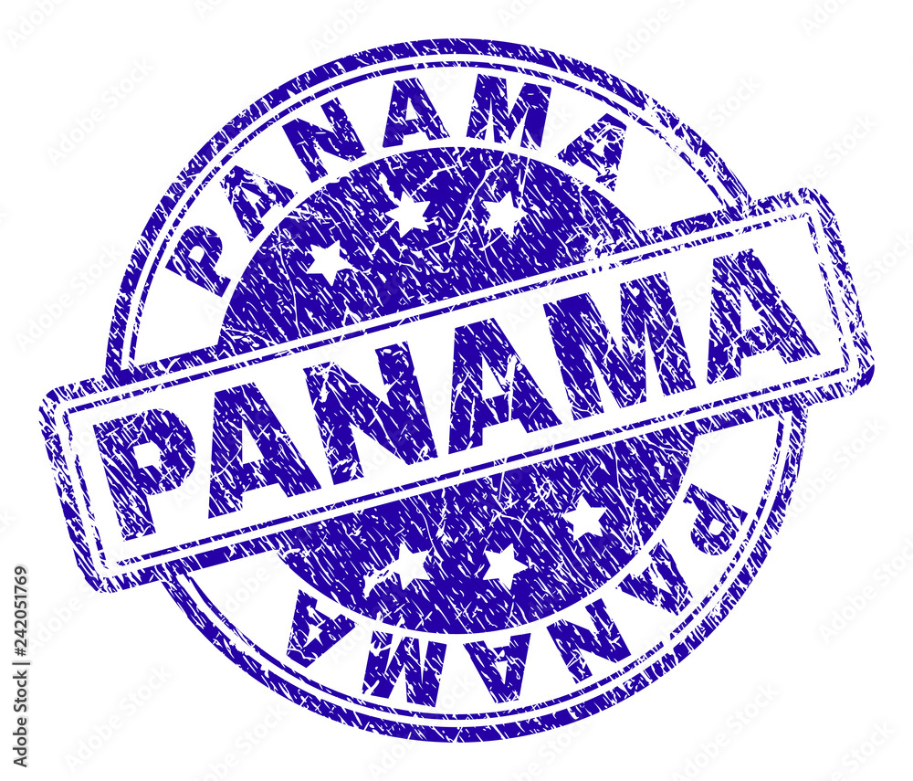 PANAMA stamp seal imprint with grunge effect. Designed with rounded ...