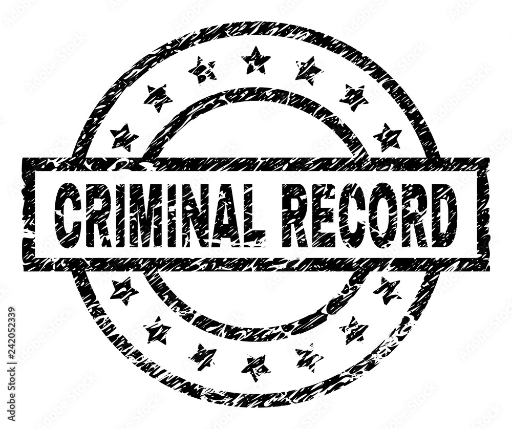 CRIMINAL RECORD stamp seal watermark with distress style. Designed with ...