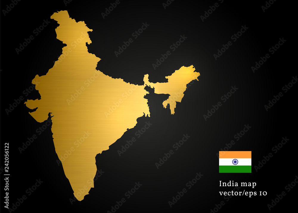 India Country Map Gold Texture Vector Design Image Stock Vector | Adobe ...