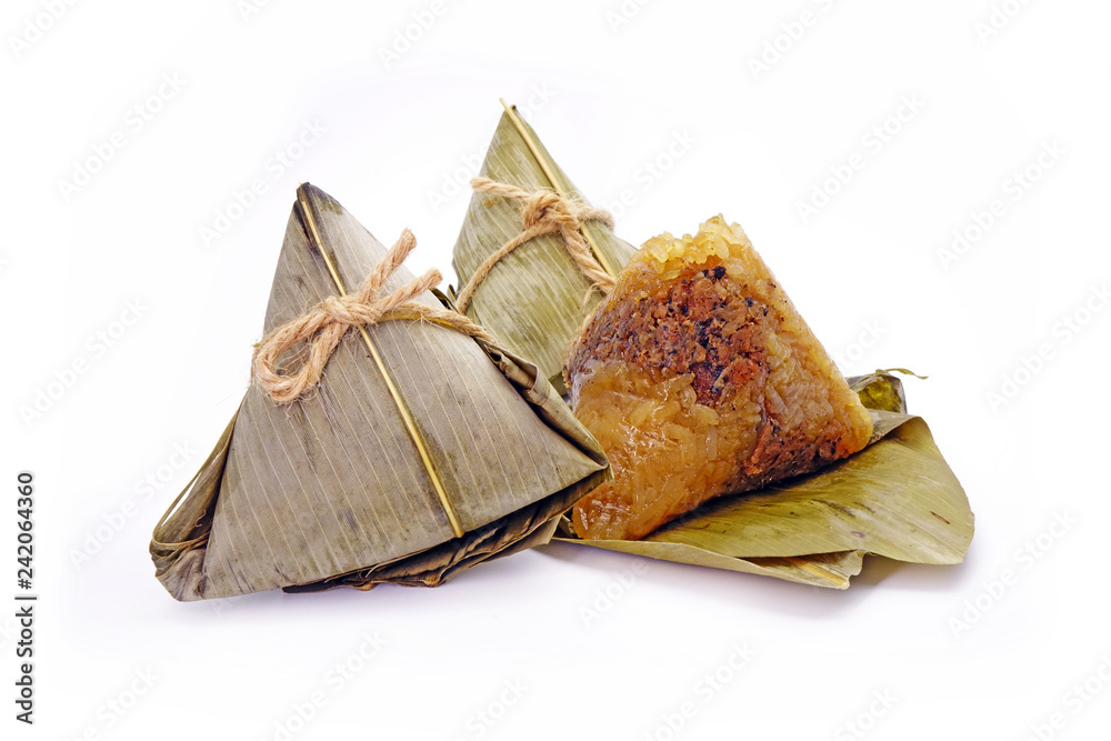 Sticky rice dumpling or Zongzi (Pyramid-shaped dumpling made by ...