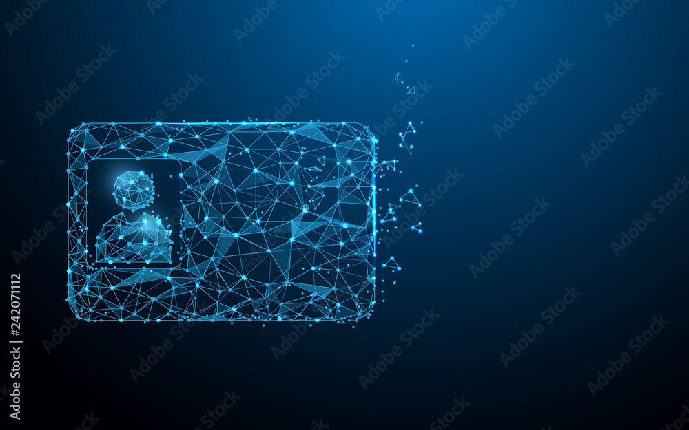 Smart ID card form lines, triangles and particle style design ...