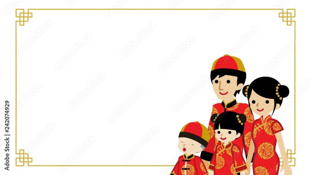 Growing line frame and animated Cartoon Chinese family Stock Video ...