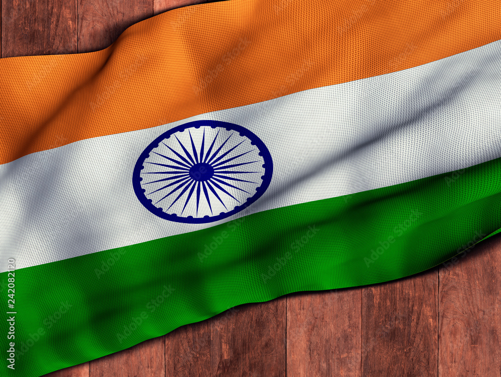 Flag of India on wooden background Stock Photo | Adobe Stock