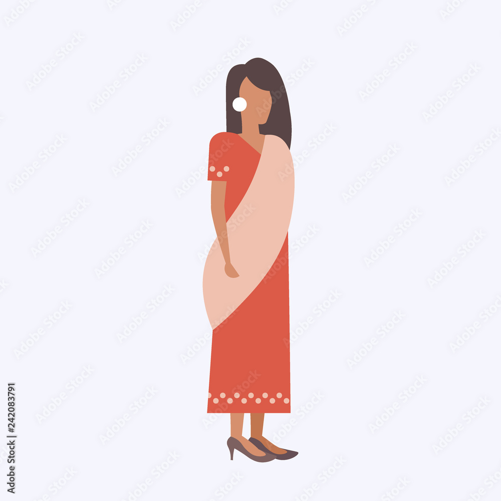 indian woman wearing traditional clothes girl in saree female cartoon ...