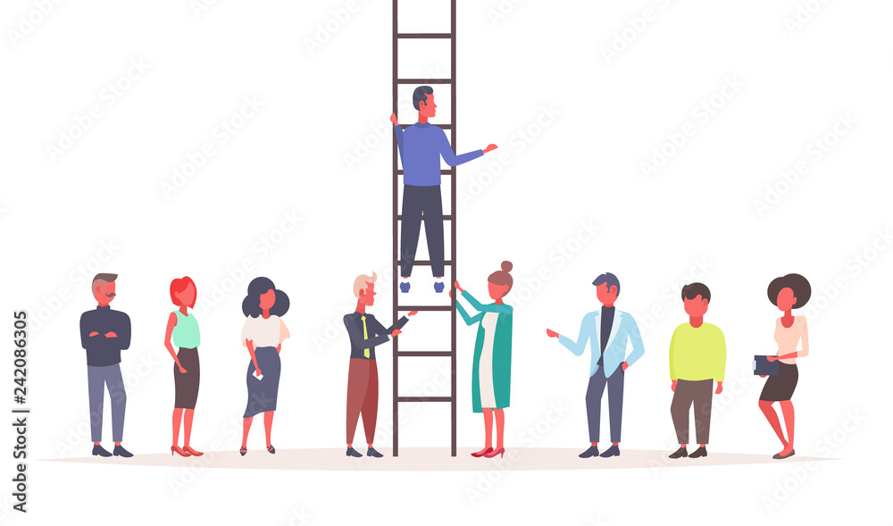 business people holding staircase businessman climbing career ladder ...