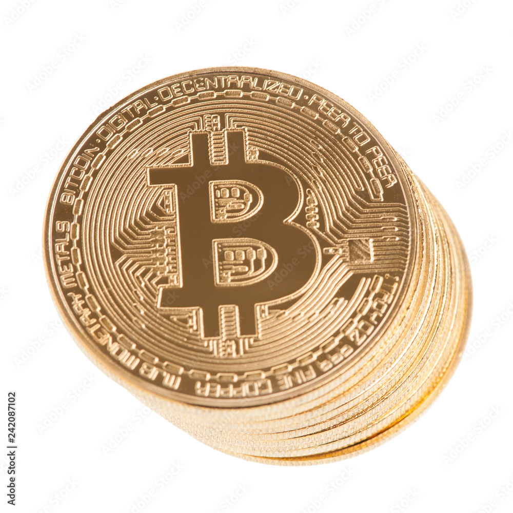 Crypto currency Bitcoin isolated over white background Stock Photo ...