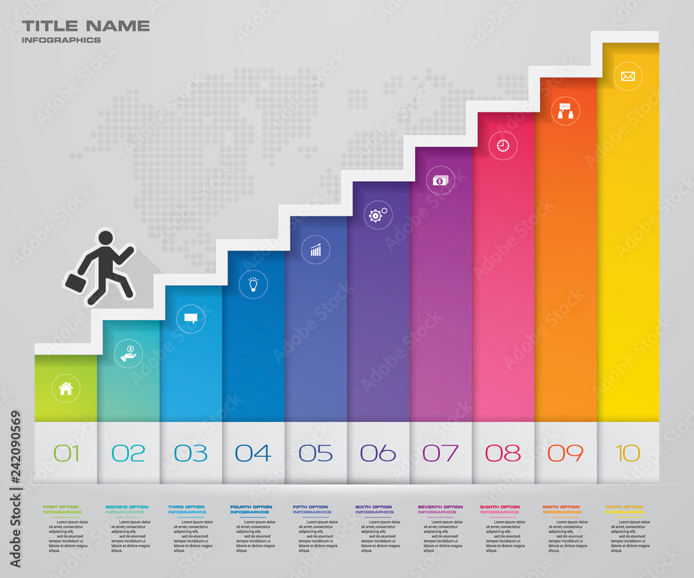 10 steps staircase Infographic element for presentation. EPS 10. Stock ...