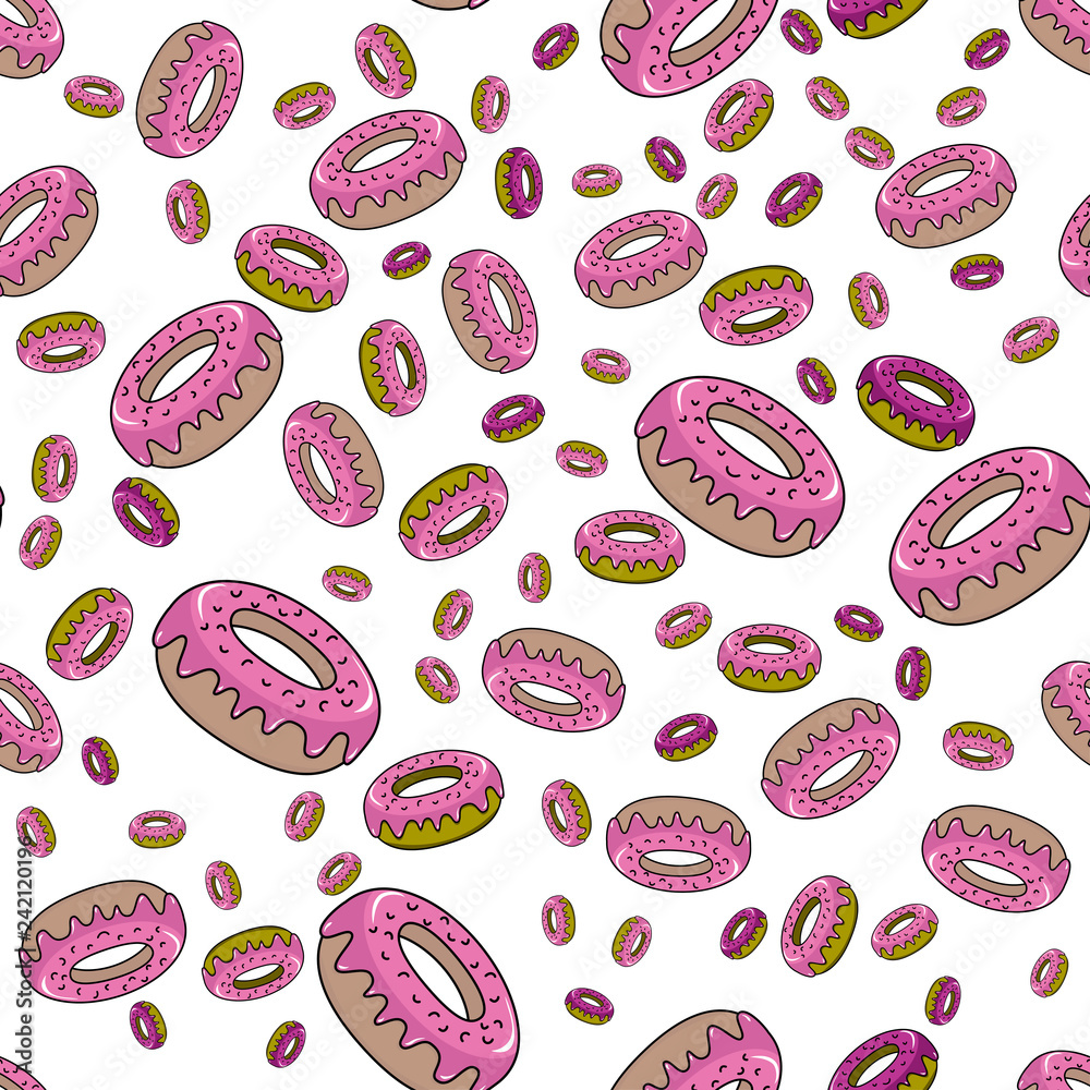 Cute kids donut pattern for girls and boys. Colorful donut on the ...