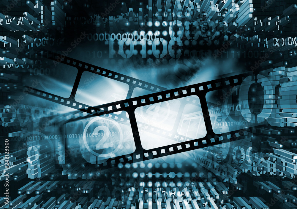Cinema photography dynamic background with binary codes. Illustration ...