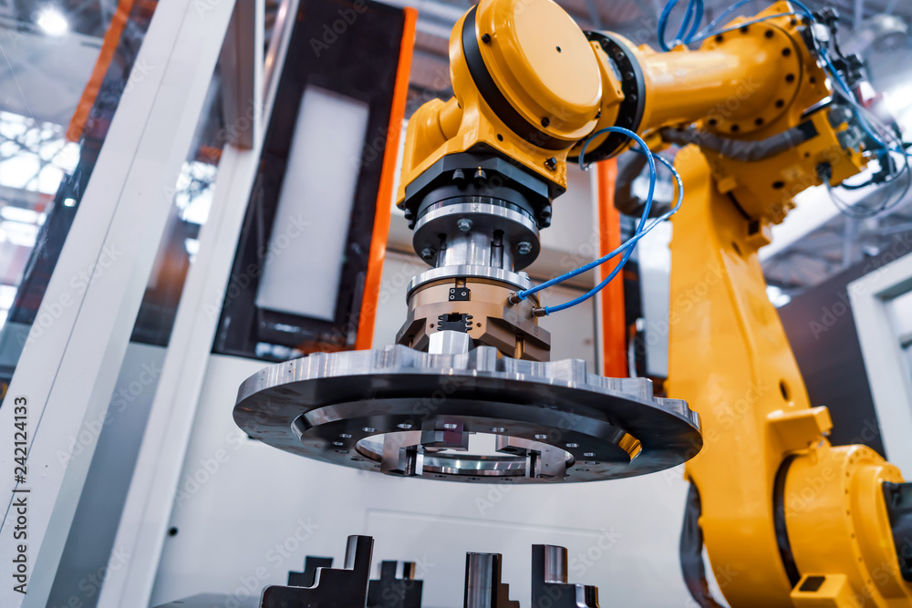 Robotic Arm modern industrial technology. Automated production cell ...