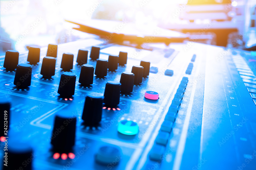 Professional audio studio sound mixer console board panel with ...