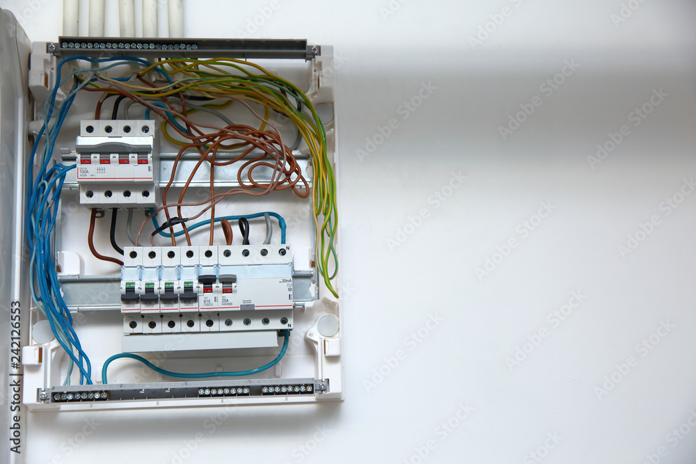 Electrical panel with fuses. All wires have been connected to the right ...