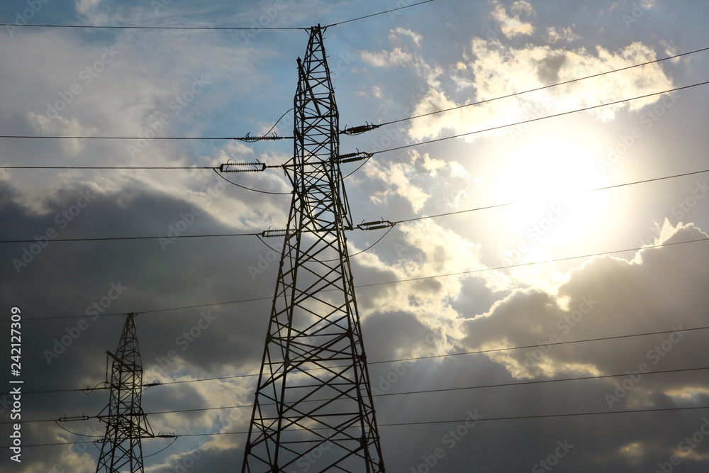 Overhead transmission of electricity through high voltage lines with ...