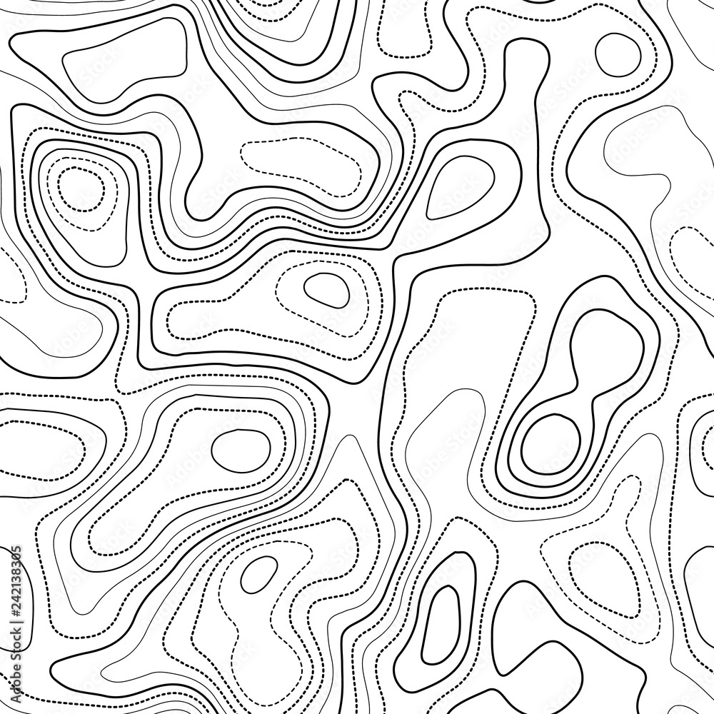 Topographic map background. Actual topography map. Black and white ...