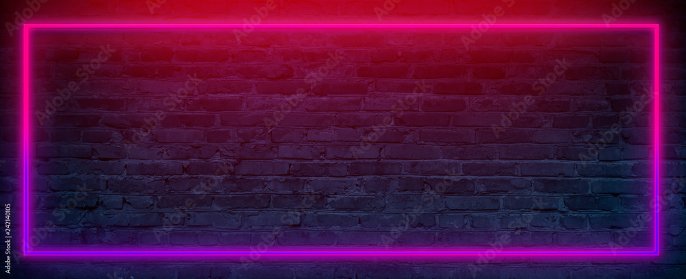 Brick wall, background, neon light Stock Photo | Adobe Stock