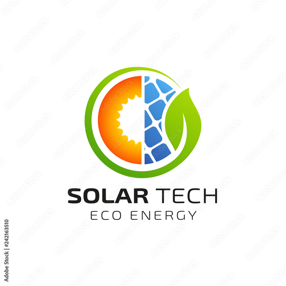 Sun solar energy logo design template. eco energy logo design Stock ...