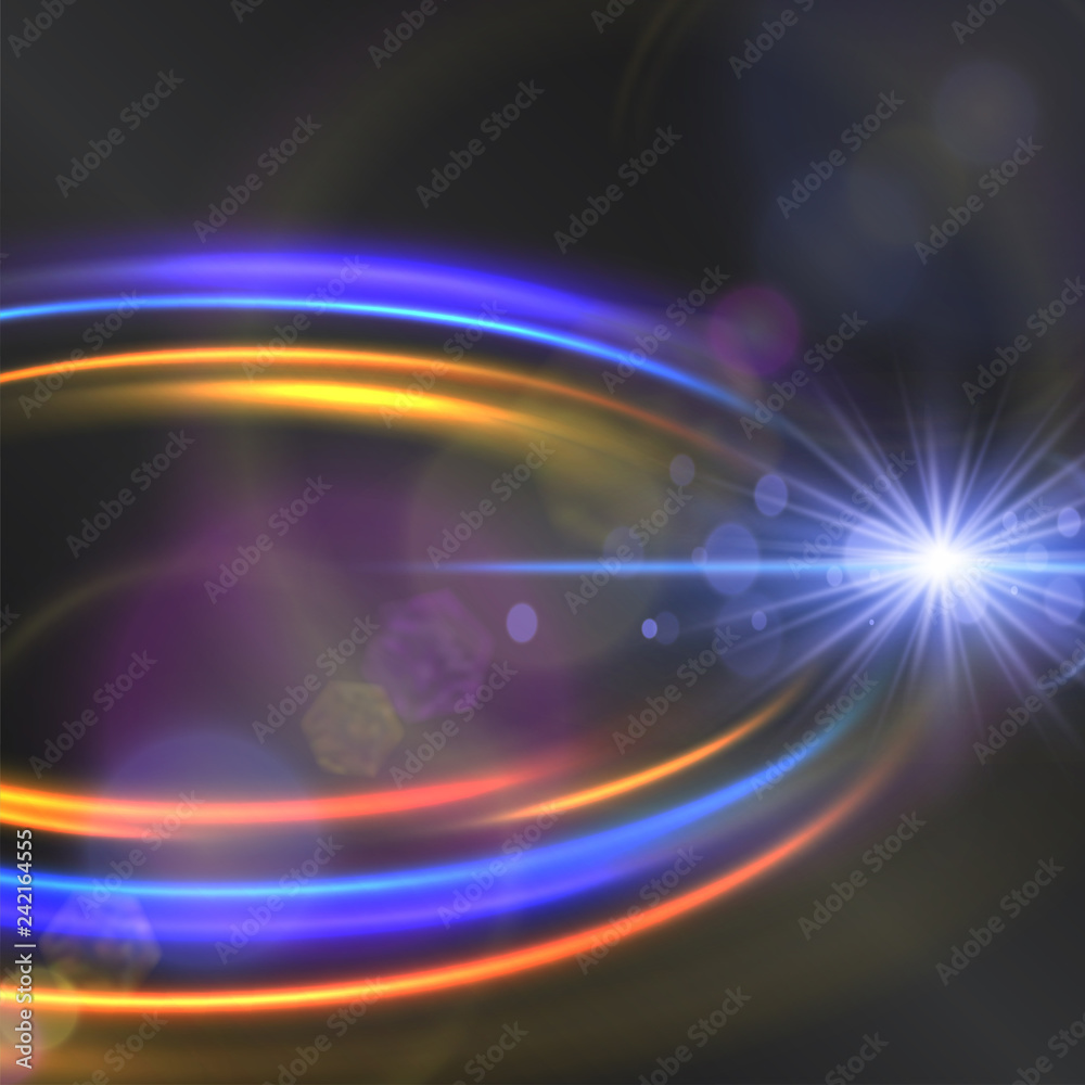 Laser blue and yellow glow vector street speed flash. Motion effect ...