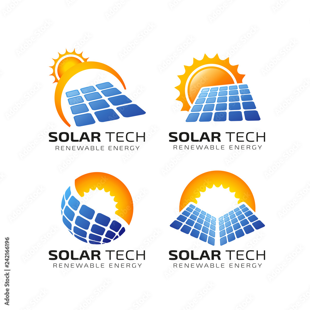 Sun solar energy logo design template. solar tech logo design Stock ...