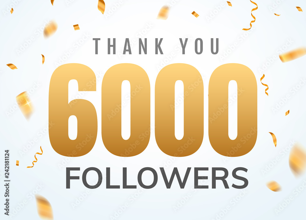 Thank you 6000 followers design template social network number ...