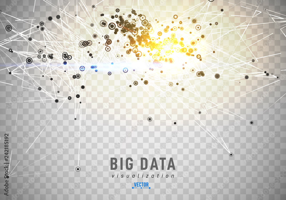 Abstract 3D big data visualization. Tangled graphics data streams. Infographics threads data ...