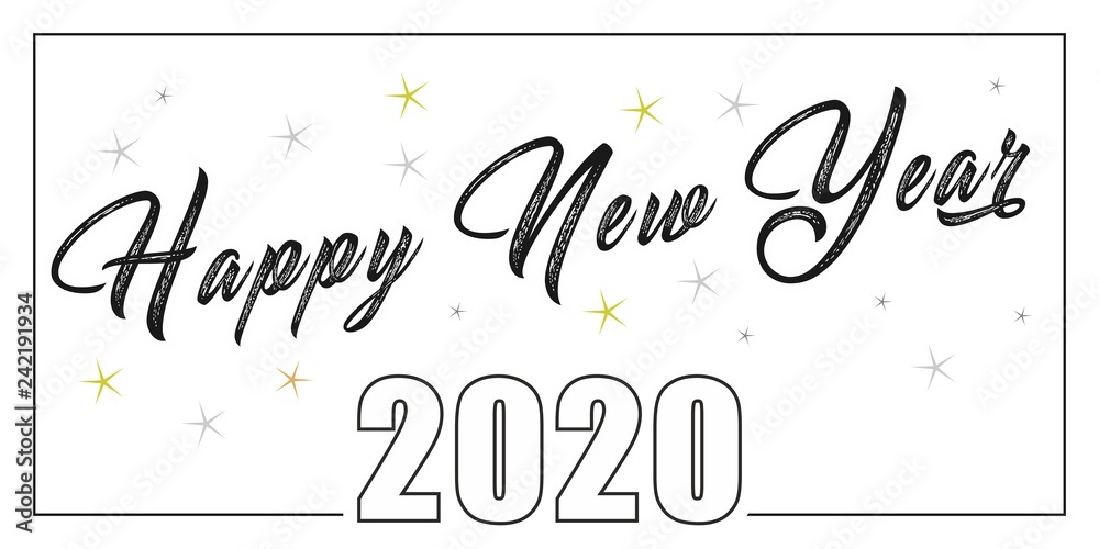 Vecteur Stock Życzenia Szczęśliwego Nowego Roku 2020 lub 2021 napisane ...