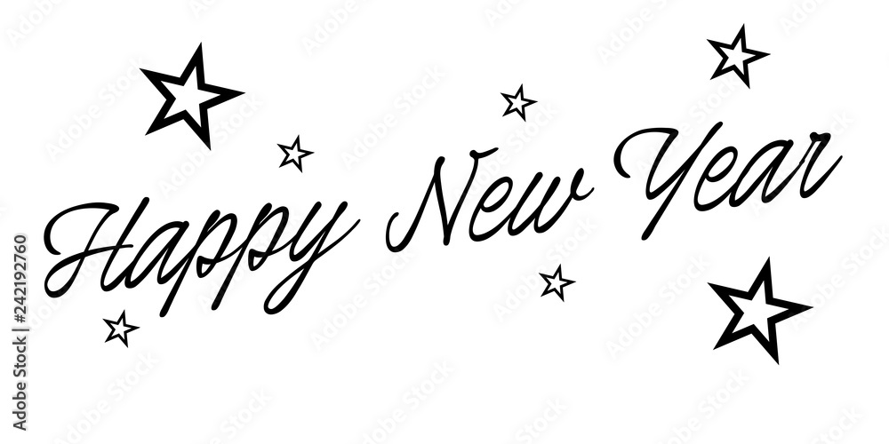 Vecteur Stock Życzenia Szczęśliwego Nowego Roku 2020 lub 2021 napisane ...