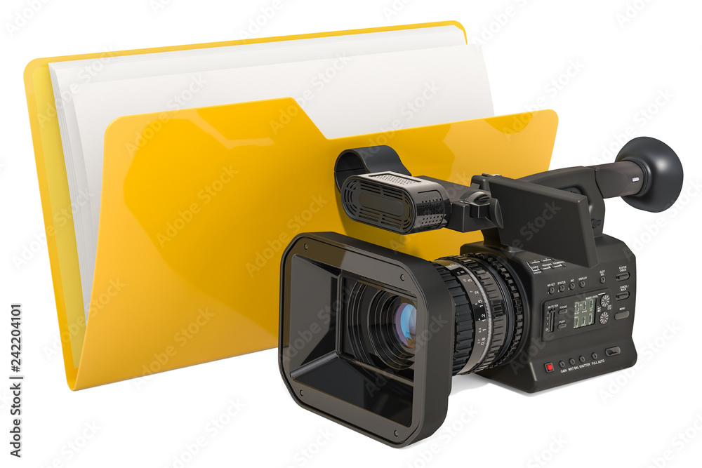 Computer folder icon with video camera, 3D rendering Stock Illustration ...