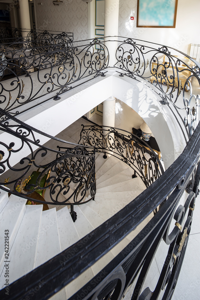 Handmade Wrought Iron Railing .luxury lobby interior foto de Stock ...