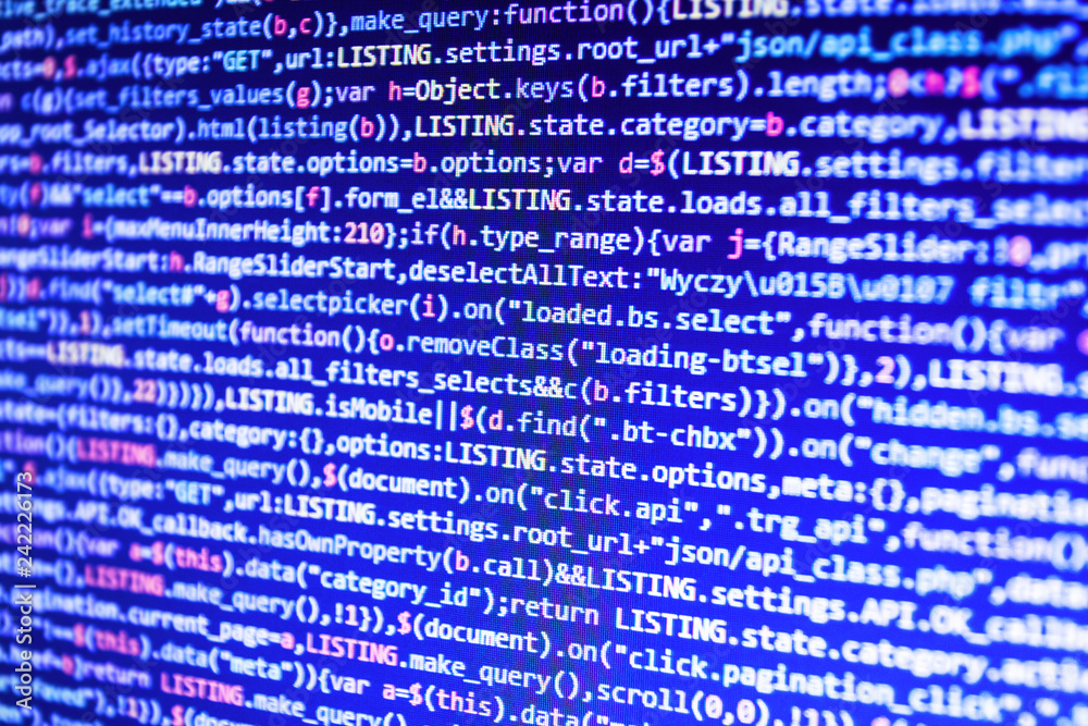 Php coding Close-Up. Business, coding and Abstract computer concept. Abstract software process ...