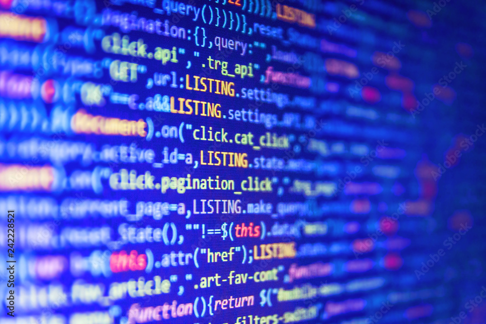 Data processing center. Programmer working in a software develop company office. Modern ...