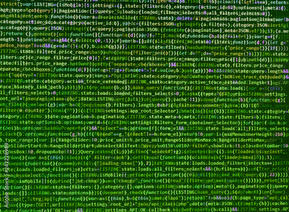 HTML code on computer screen isolated on background. Programming code ...