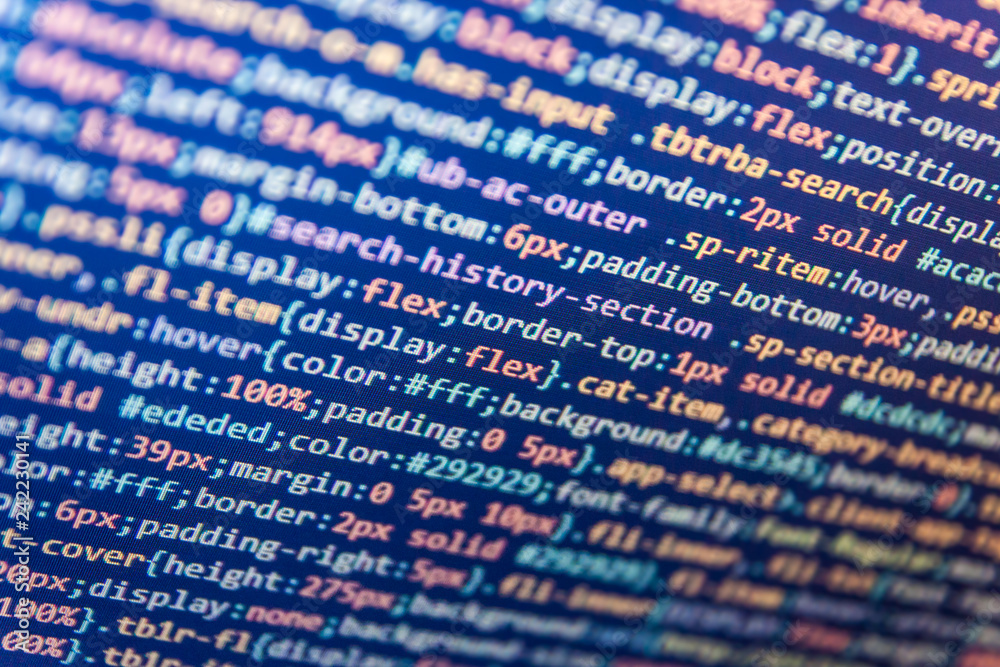 Program code and visual UI/UX. Flat design, web development. Developing ...