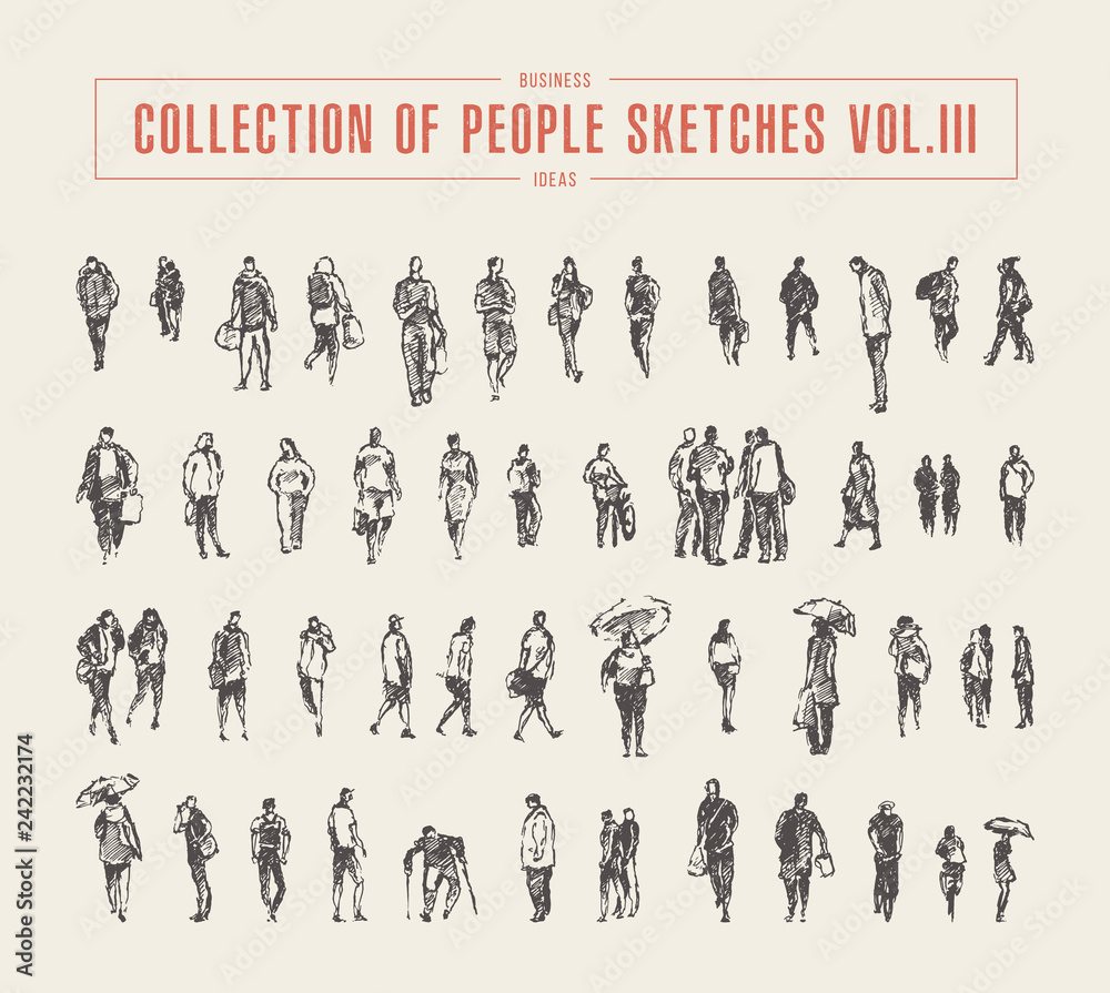 Collection of people sketches vector hand drawn Stock Vector | Adobe Stock