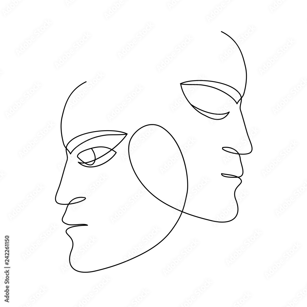 man face line art Stock Illustration | Adobe Stock
