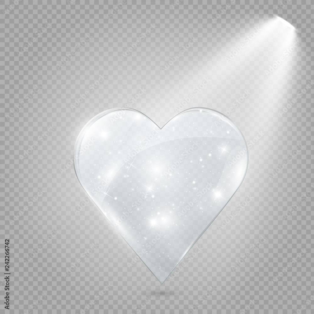 Glass heart on a transparent background, illustration. Stock Vector ...
