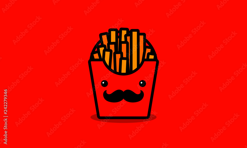 French Fries Packet with Smiley Face Vector Illustration Stock Vector ...