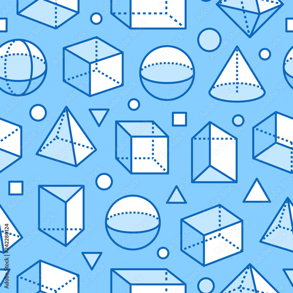 Geometric shapes seamless pattern with flat line icons. Modern abstract ...