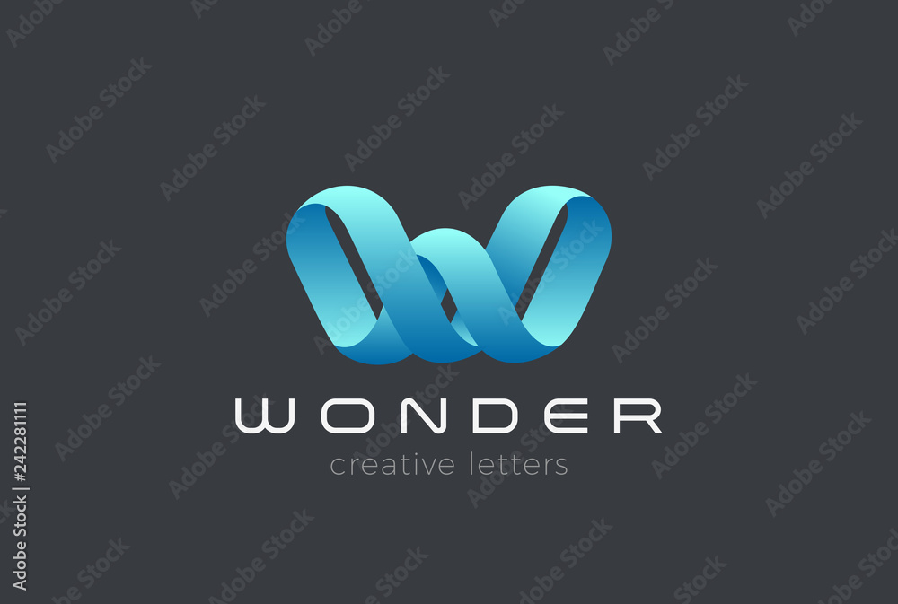Letter W Logo Ribbon design vector Typography Font Monogram icon Stock ...