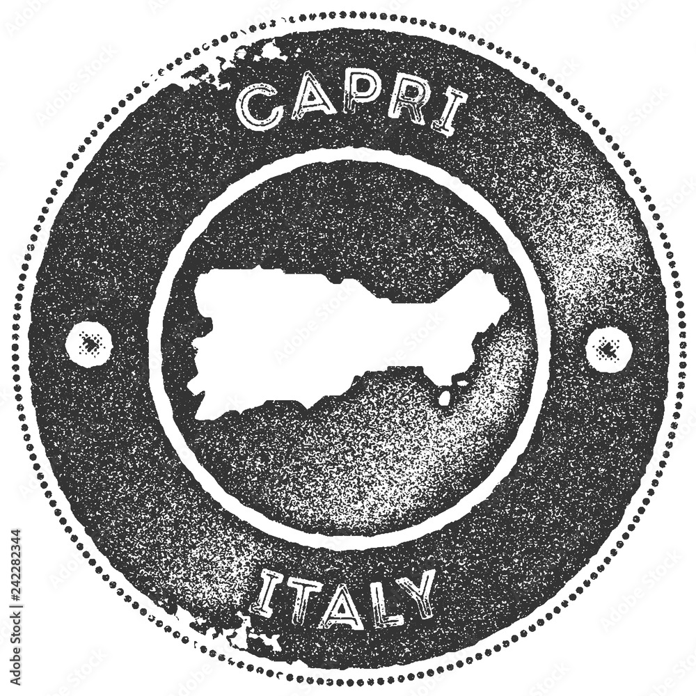 Capri map vintage stamp. Retro style handmade label, badge or element ...