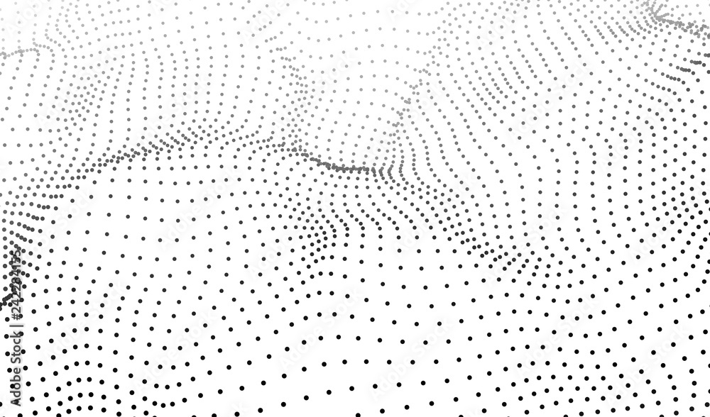Wave 3d. Wave of particles. Futuristic point wave. Design for poster ...