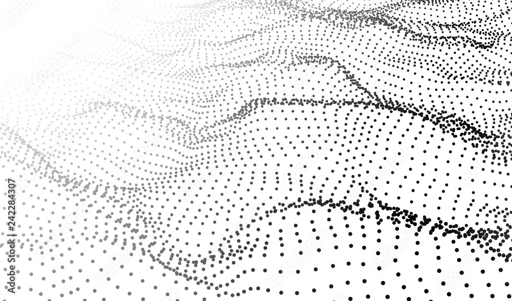 Wave 3d. Wave of particles. Futuristic point wave. Design for poster ...