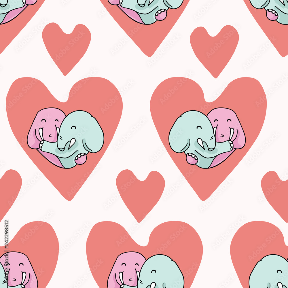 Two Cartoon Animals Hugging
