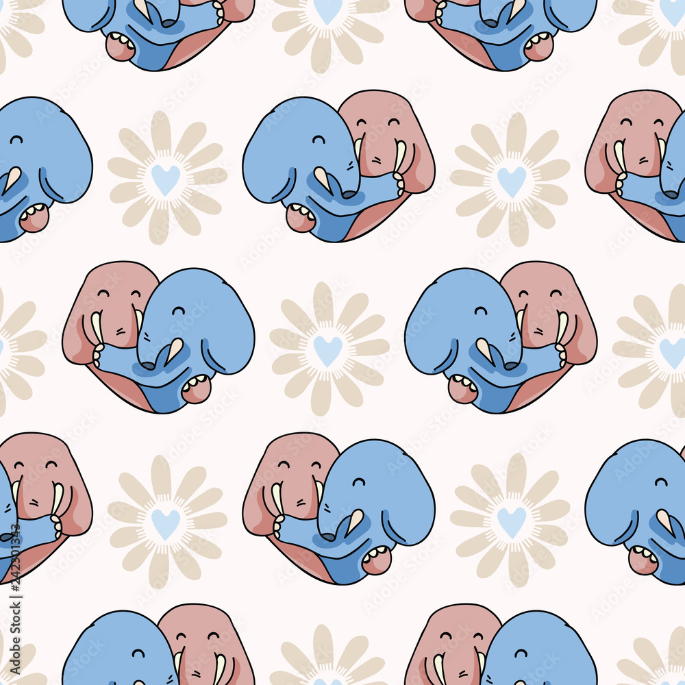 Cartoon Animals Hugging Each Other