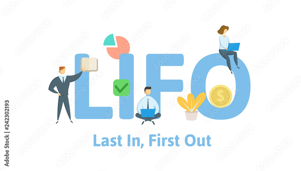 LIFO, Last In First Out. Concept with keywords, letters and icons ...