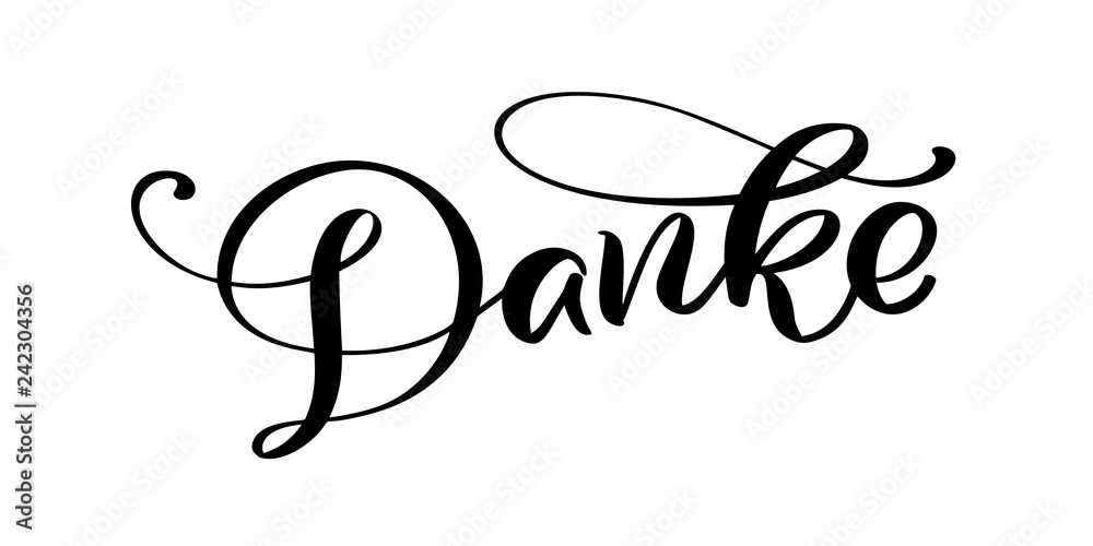 Vector hand drawn lettering Danke. Elegant modern handwritten ...