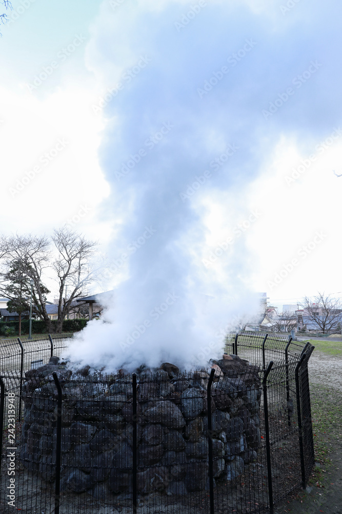 Hot steam out of from ground located at Beppu,Oita,Kyushu,Japan Stock ...