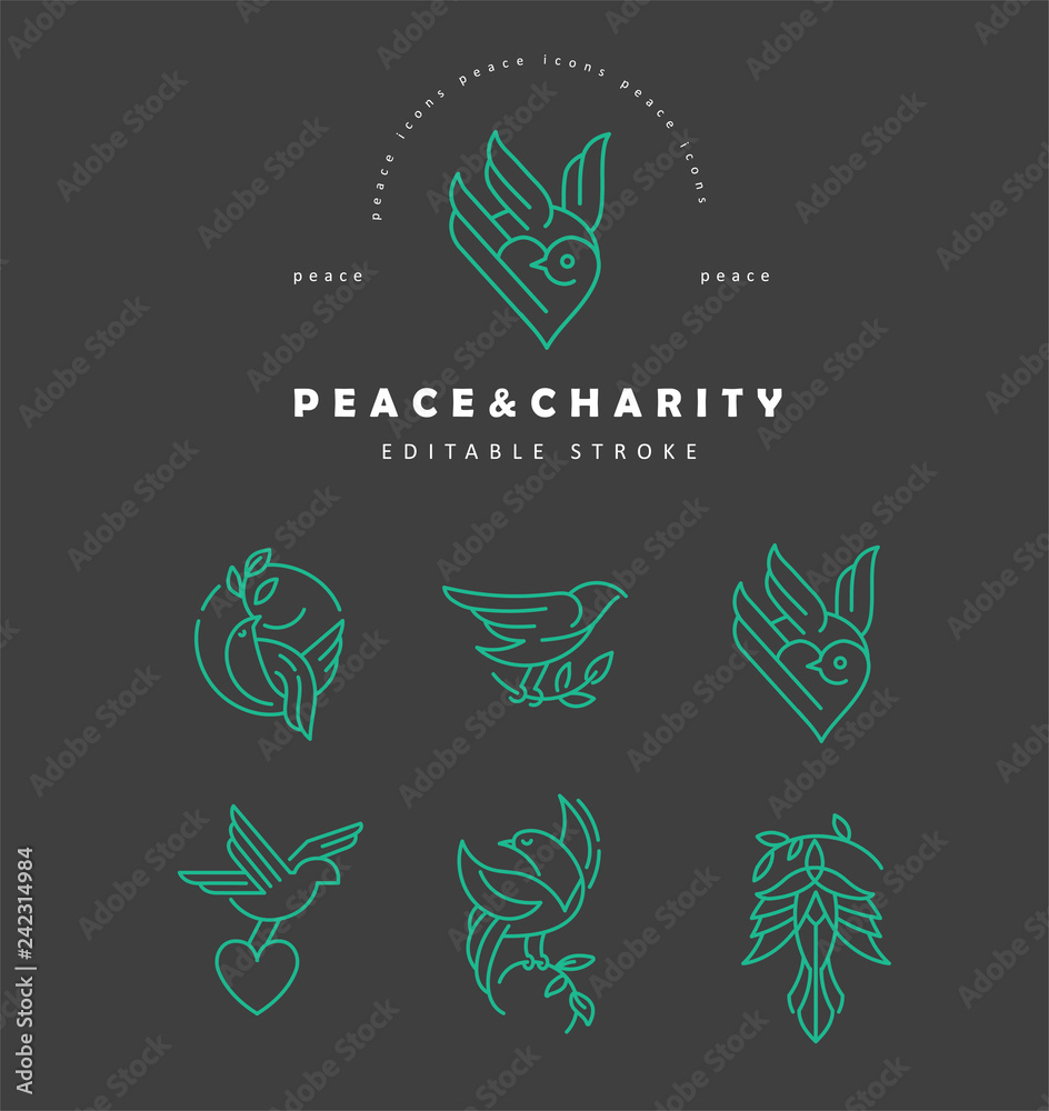 Vector icon and logo peace and charity. Editable outline stroke size ...