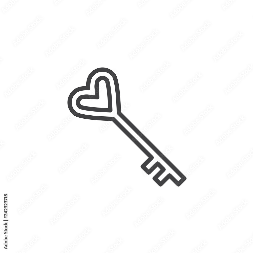 Heart key line icon. linear style sign for mobile concept and web ...