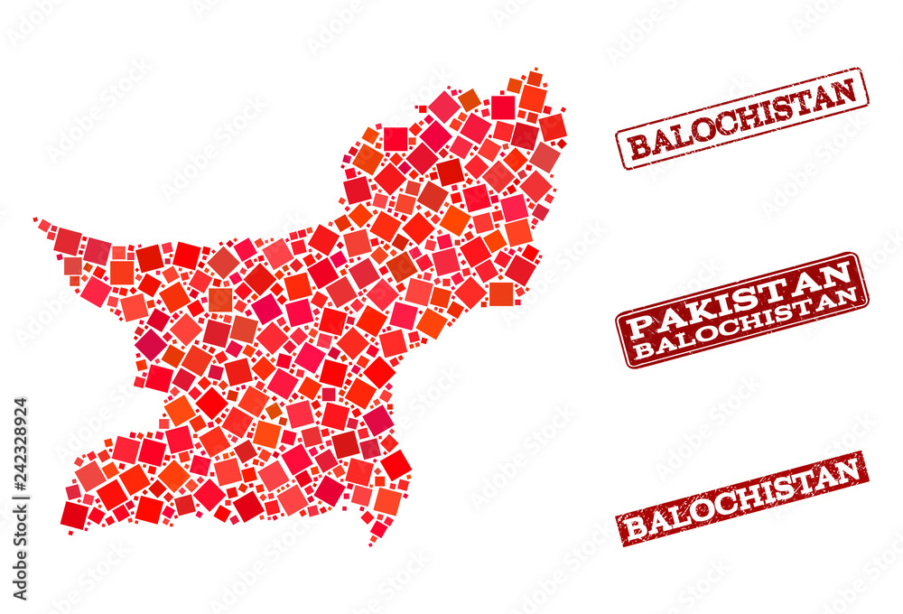 Geographic combination of dot mosaic map of Balochistan Province and ...